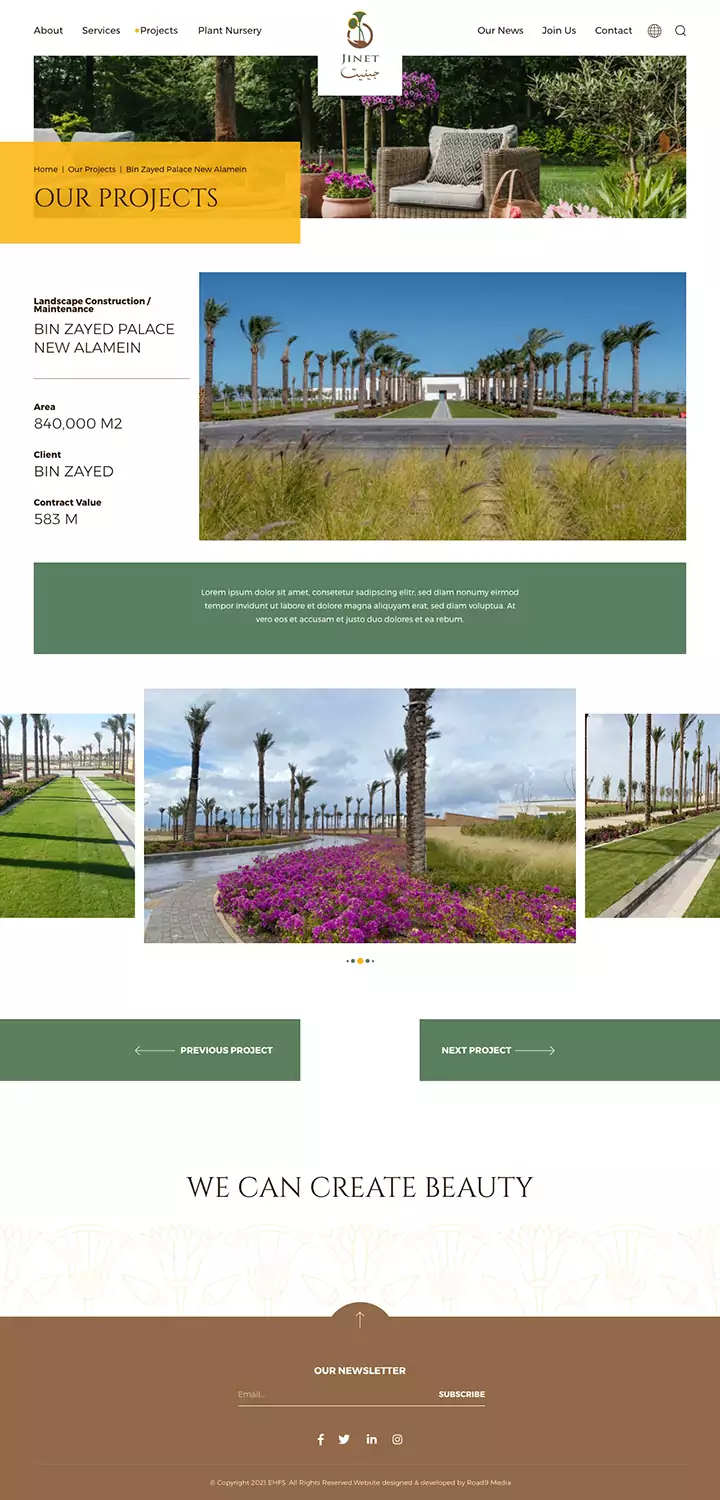 Corporate Website Development for Jinet Landscape by Road9 Media